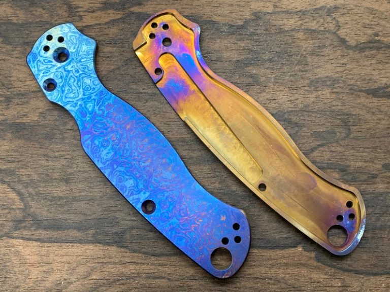 Flamed Titanium Knife Scales for PM2 Spyderco Paramilitary 2 - Bosetitanium